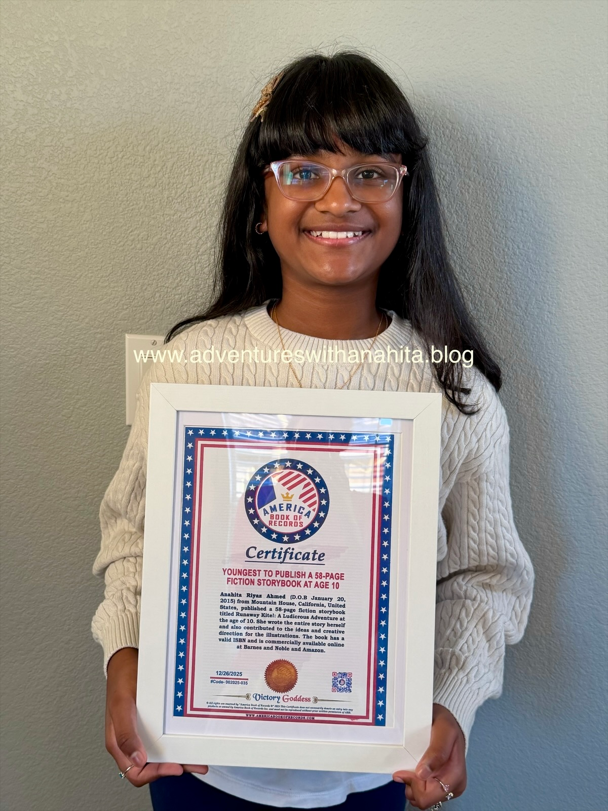 Young Author Achievement, American Book of Records - Adventures with ...